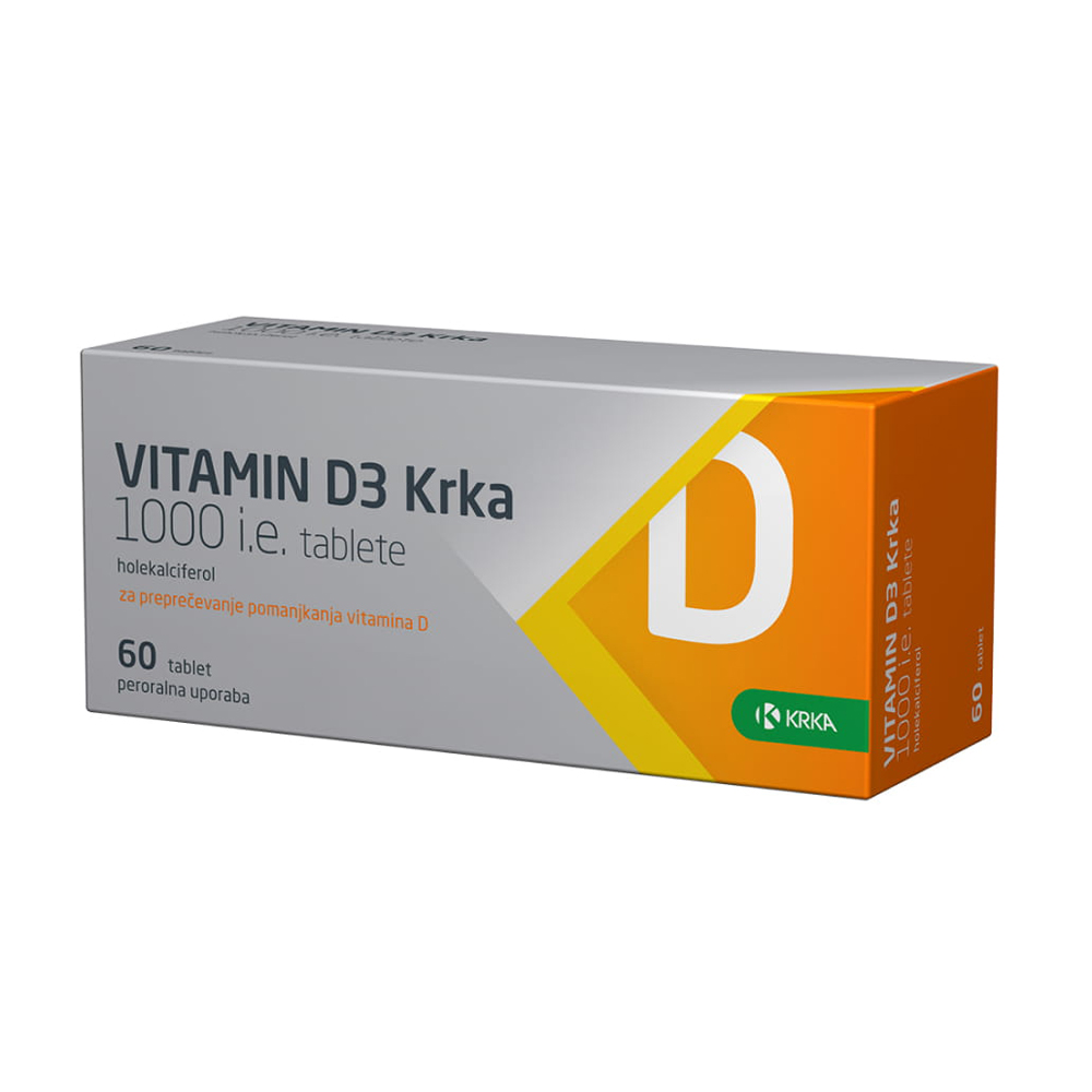 Vitamin D3 Krka 1000 i.e. tablete, 60 tablet - Lekarna Cvetka